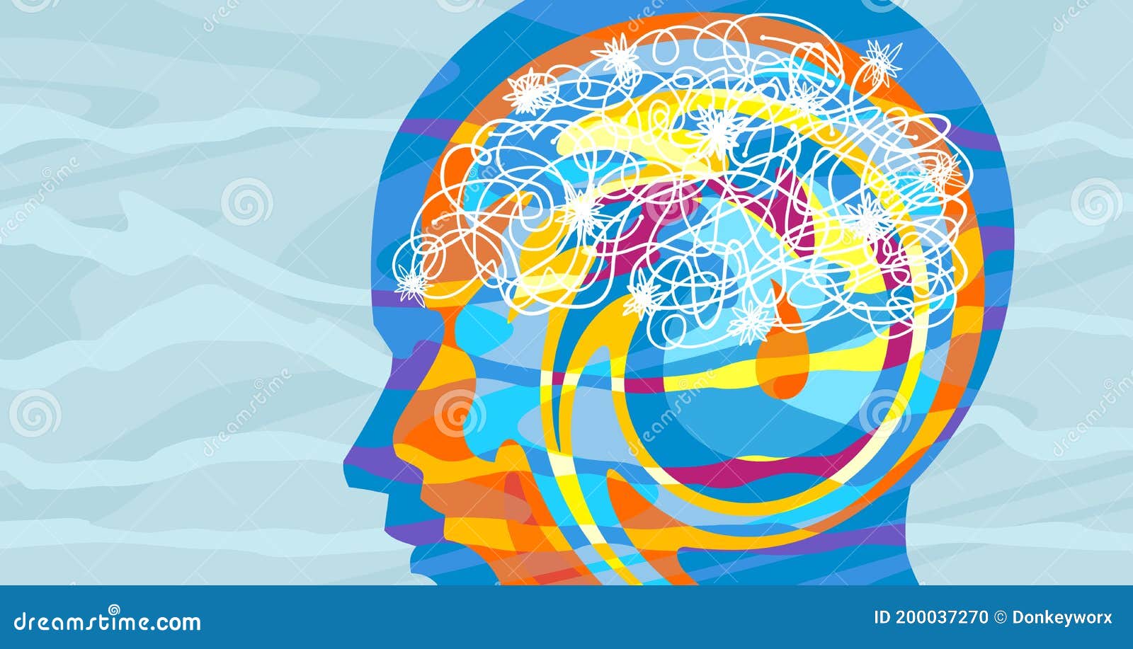 Creative Artistic Thinking Head Looks Thoughtful with Multicolor Swirls ...