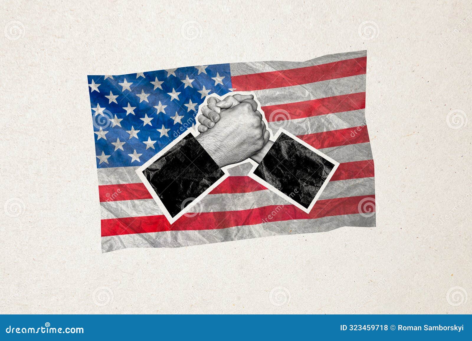 Creative Artwork Abstract Collage of Two People Support Gesture Unite ...