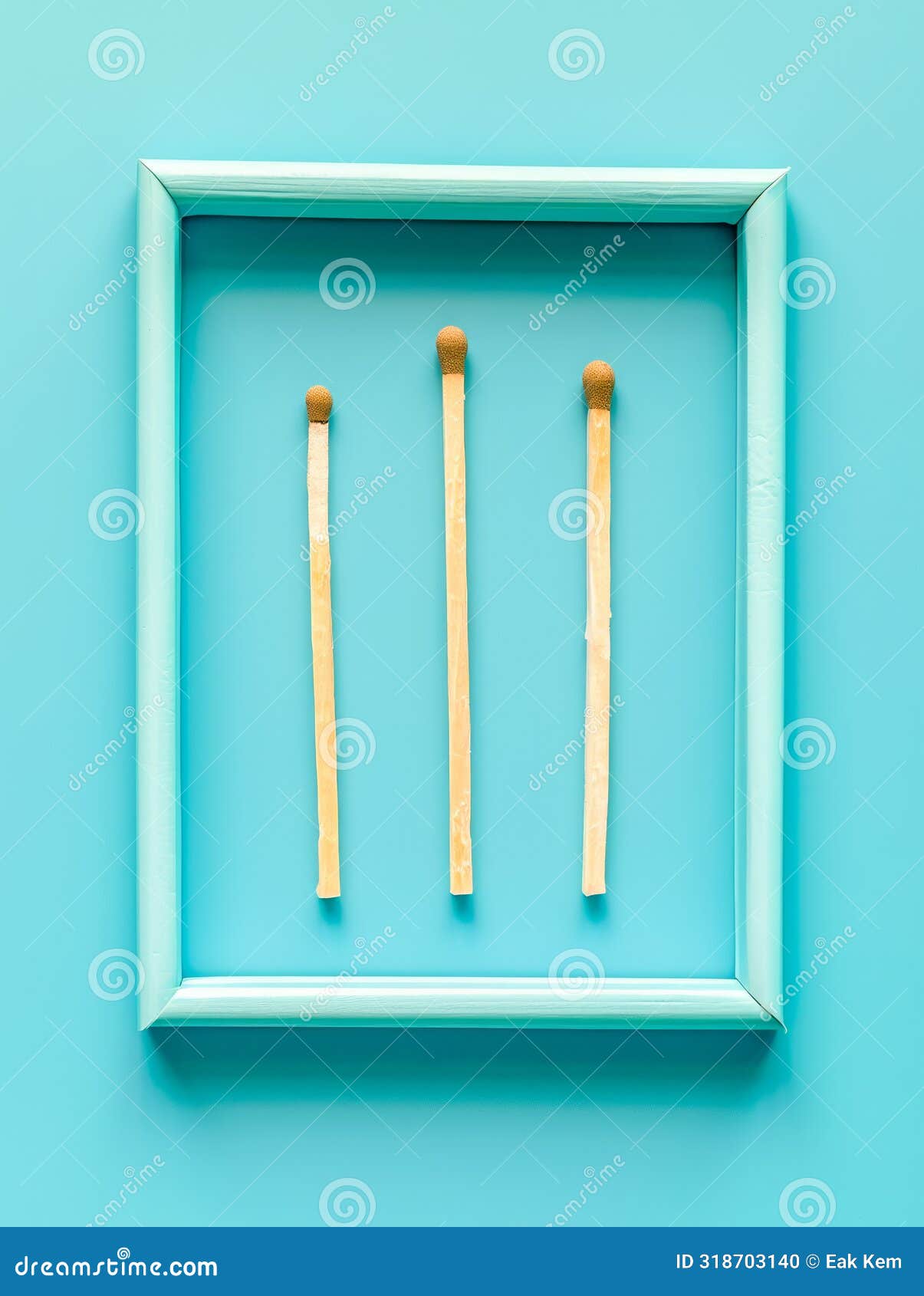 Creative Artwork Featuring Three Matches in a Rectangular Frame on ...