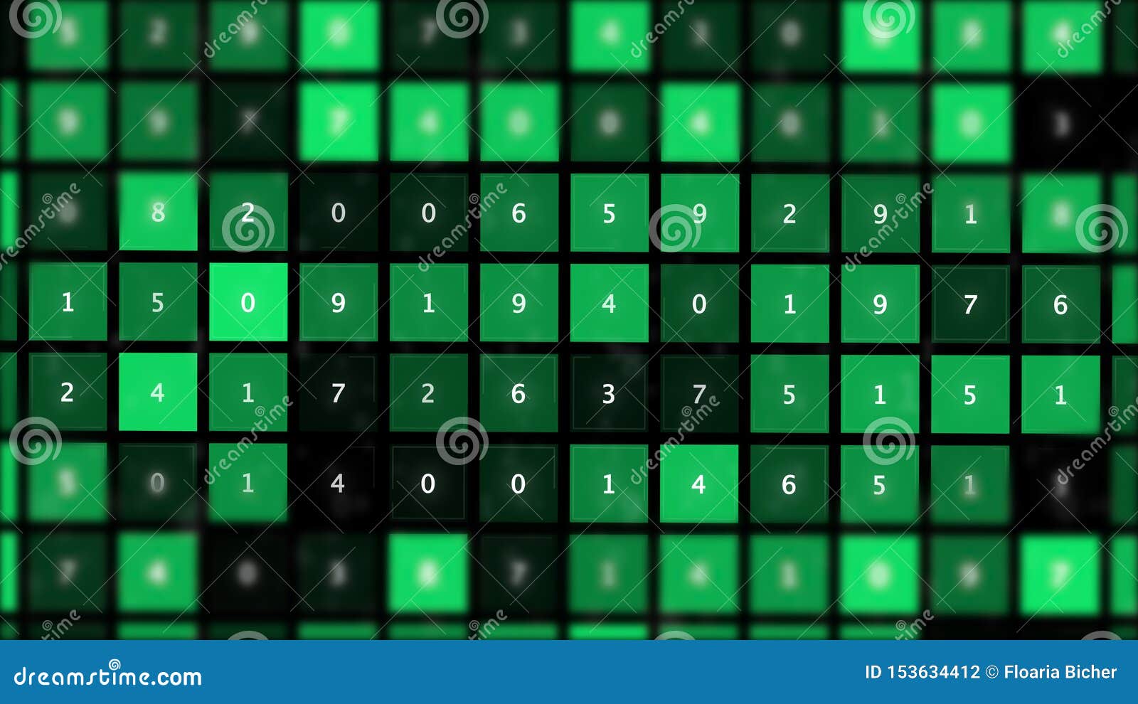 Creative Artwork with Numbers Combinations in Green Shades. Stock ...