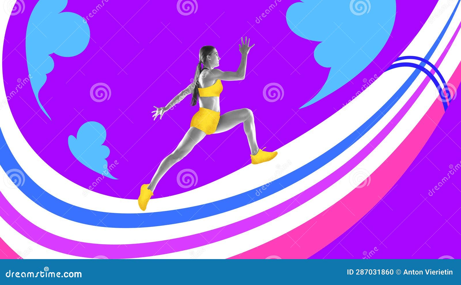 Creative Artwork. Sportive Lady with Black-white Filter Effect ...