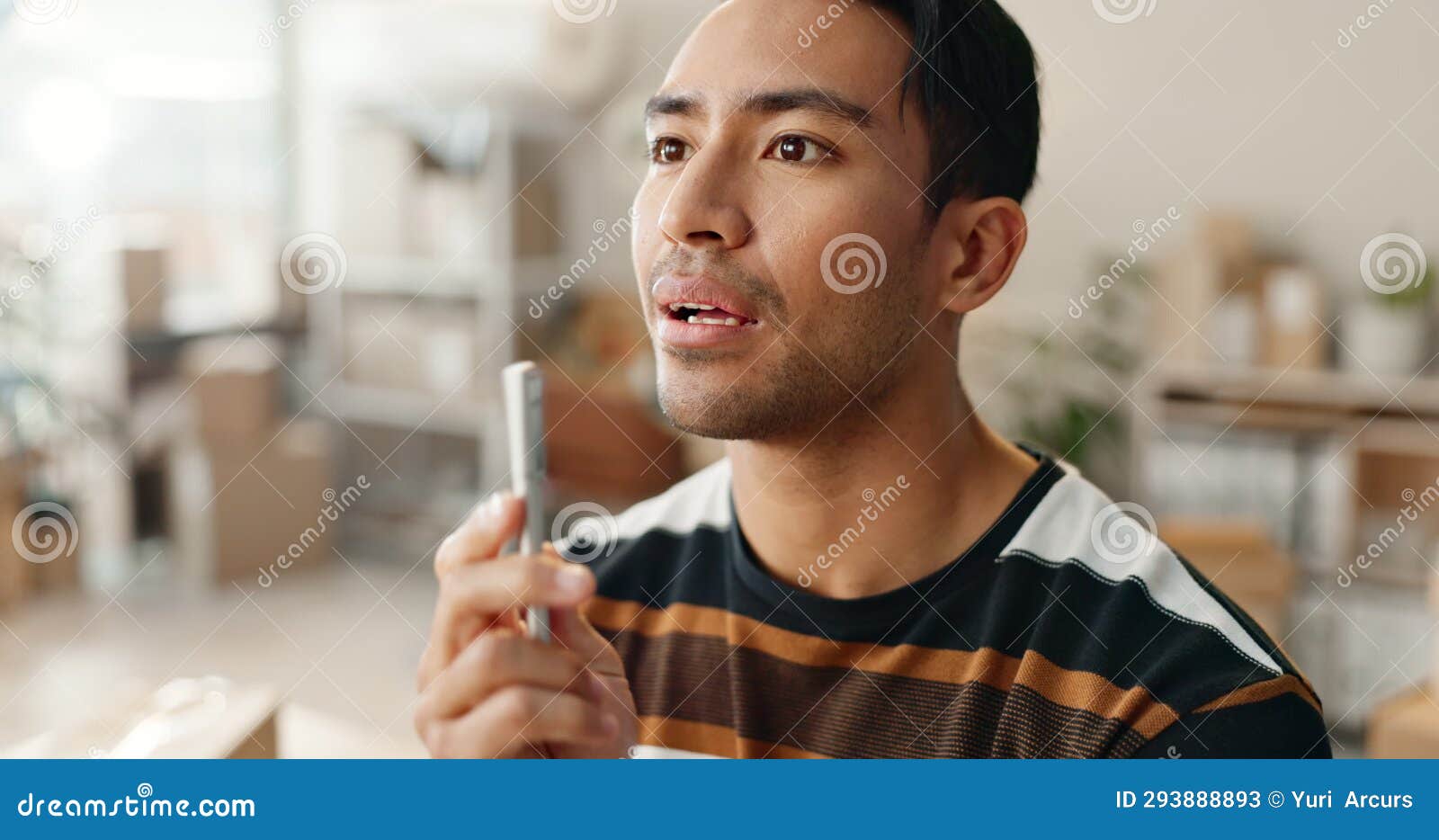 Creative Asian Man, Face and Thinking with Idea, Solution or Plan in ...