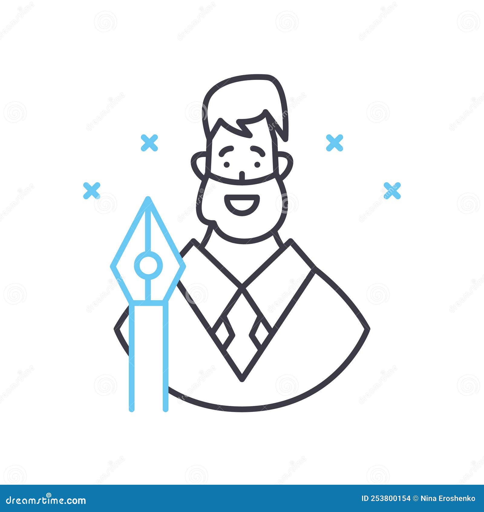 Creative Authorship Line Icon, Outline Symbol, Vector Illustration ...