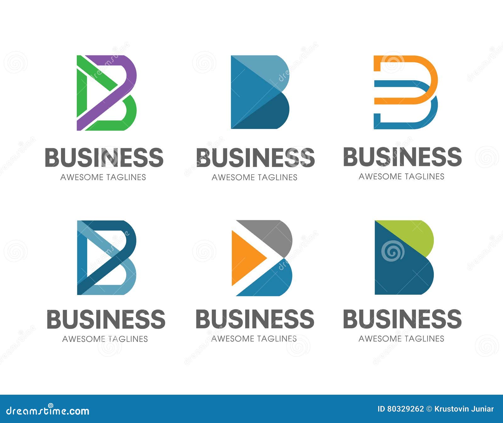 Creative B Letter Vector Logo Set Concept Stock Vector - Illustration ...