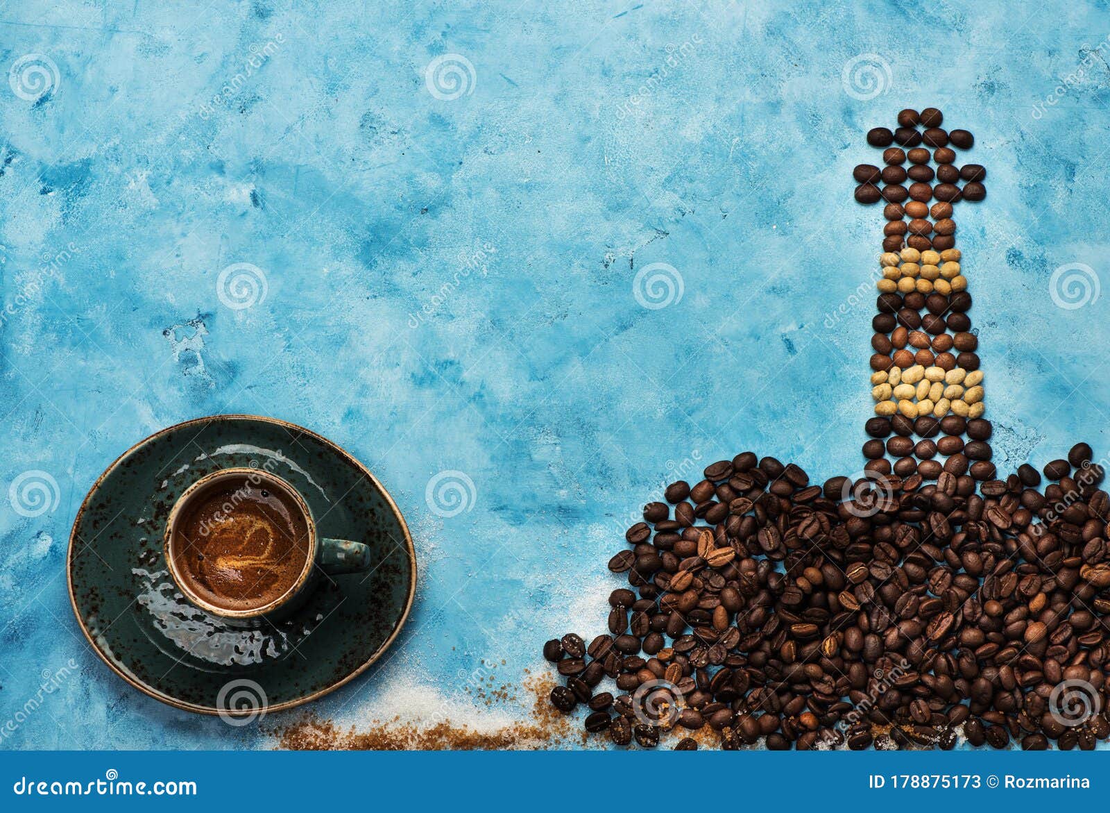Creative Background Cup Coffee and Coffee Beans Stock Image - Image of ...