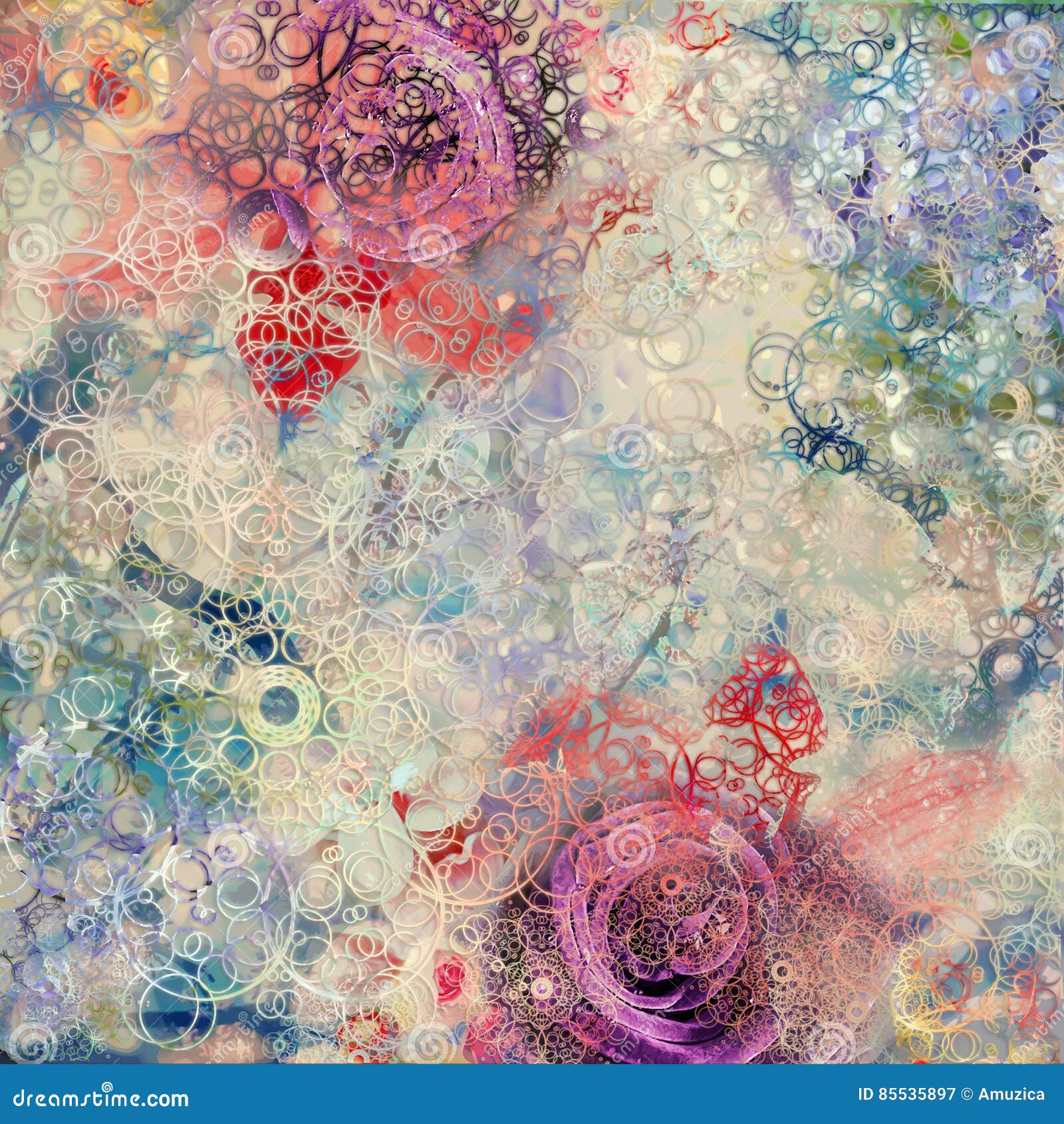 Creative Background with Floral Elements and Different Textures Stock ...