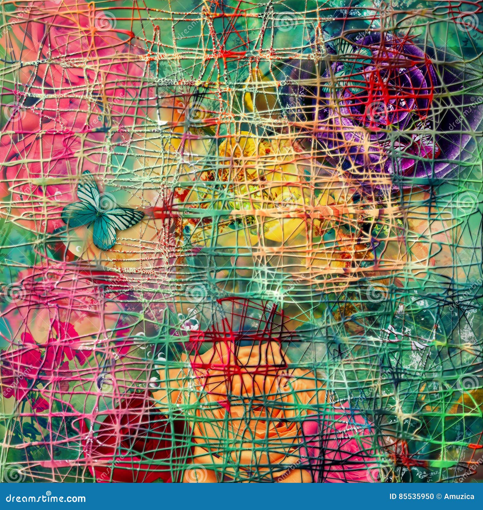 Creative Background with Floral Elements and Different Textures Stock ...