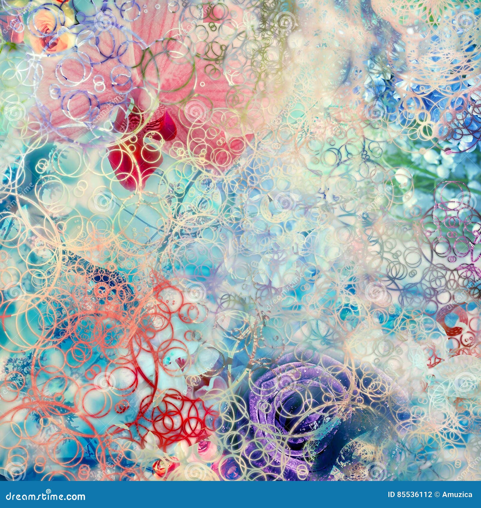 Creative Background with Floral Elements and Different Textures Stock ...