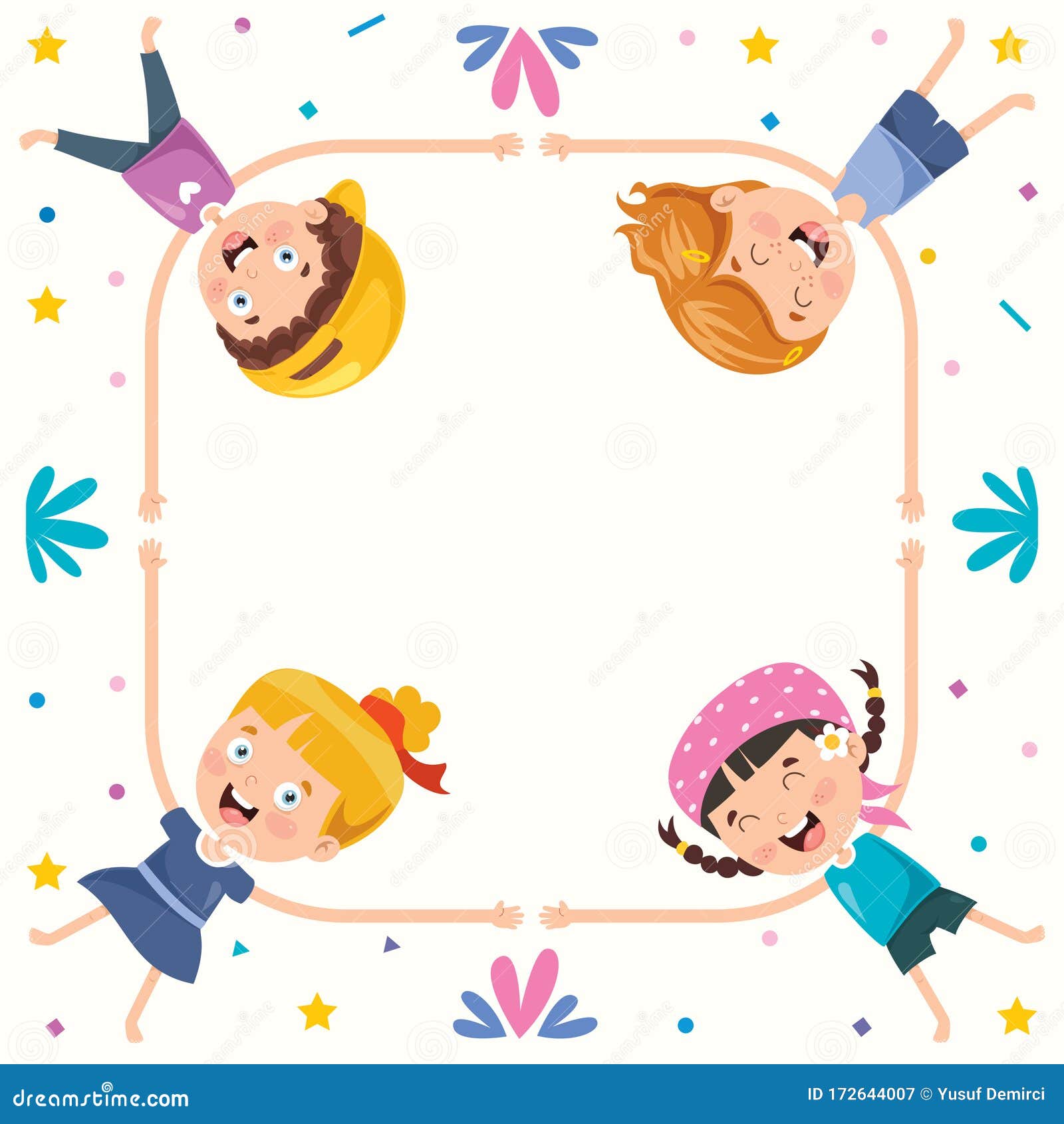 Creative Background with Funny Children Stock Vector - Illustration of ...