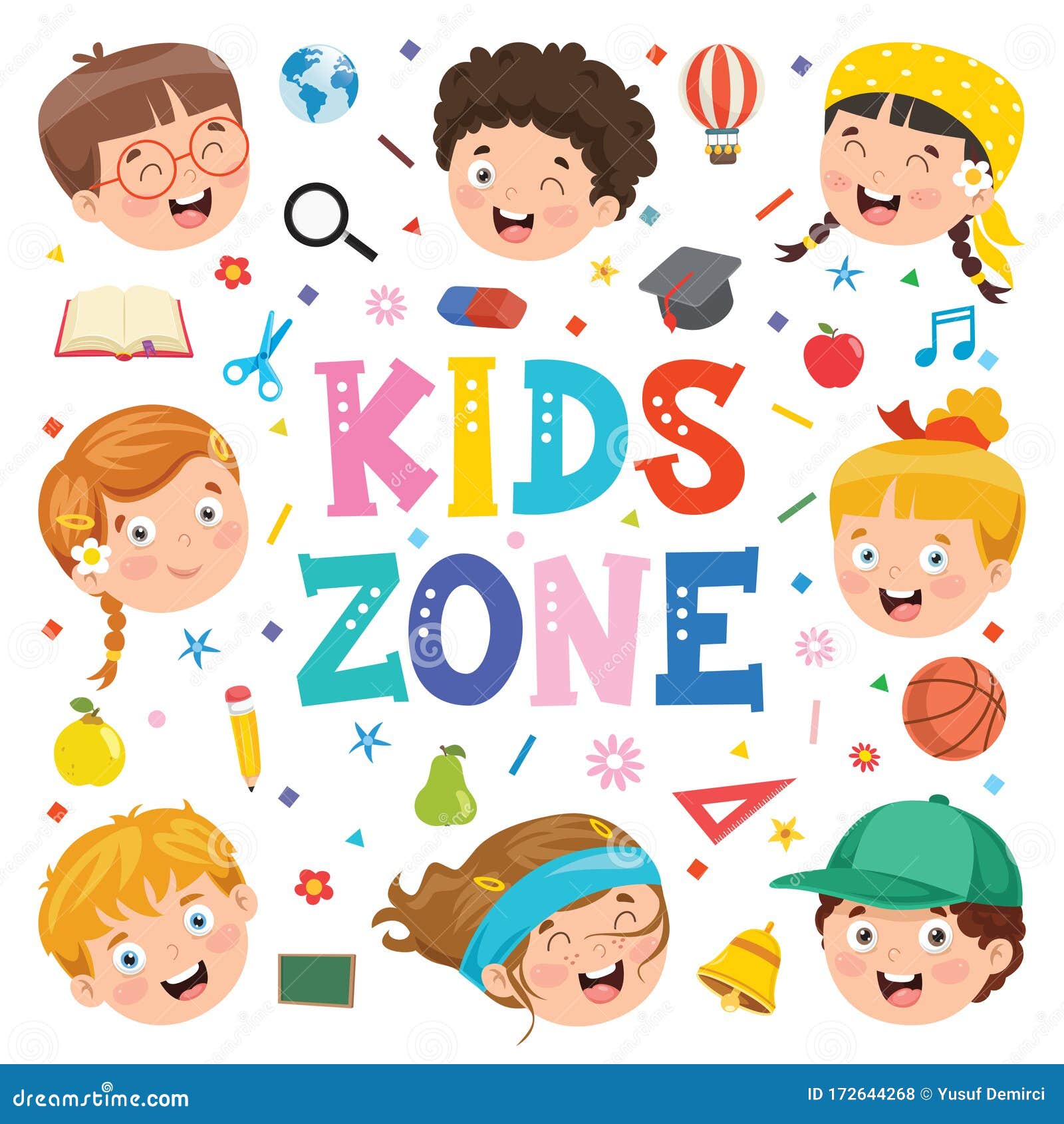 Creative Background with Funny Children Stock Vector - Illustration of ...