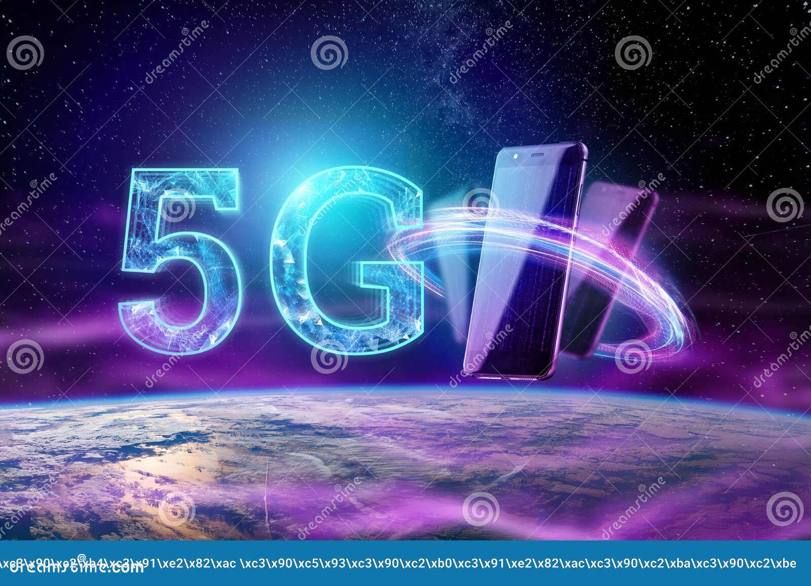Creative Background, the Inscription 5G on the Background of the Globe ...