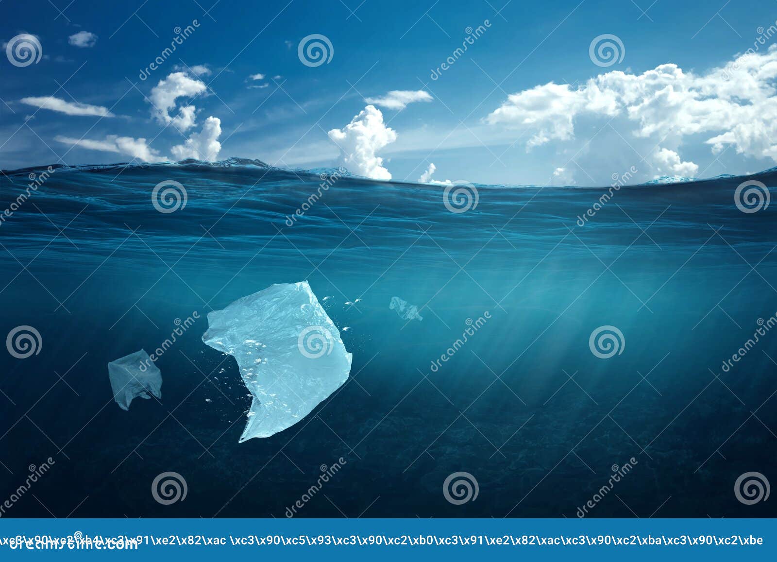 Creative Background, Plastic Bag Floating in the Ocean, a Bag in the ...