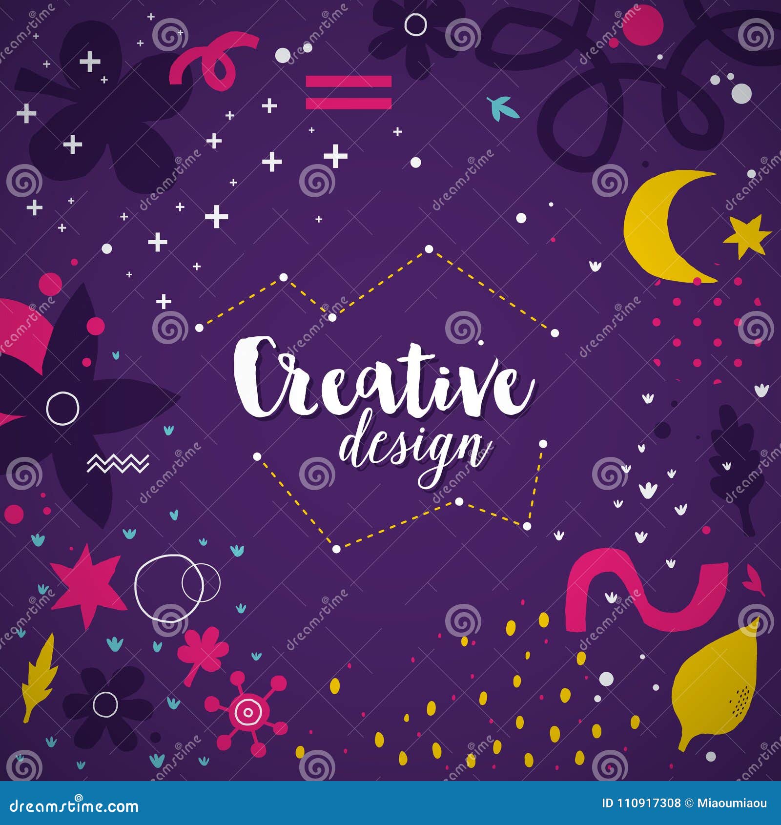 Creative Background Template with Abstract Hand Drawn Elements. Can Be ...
