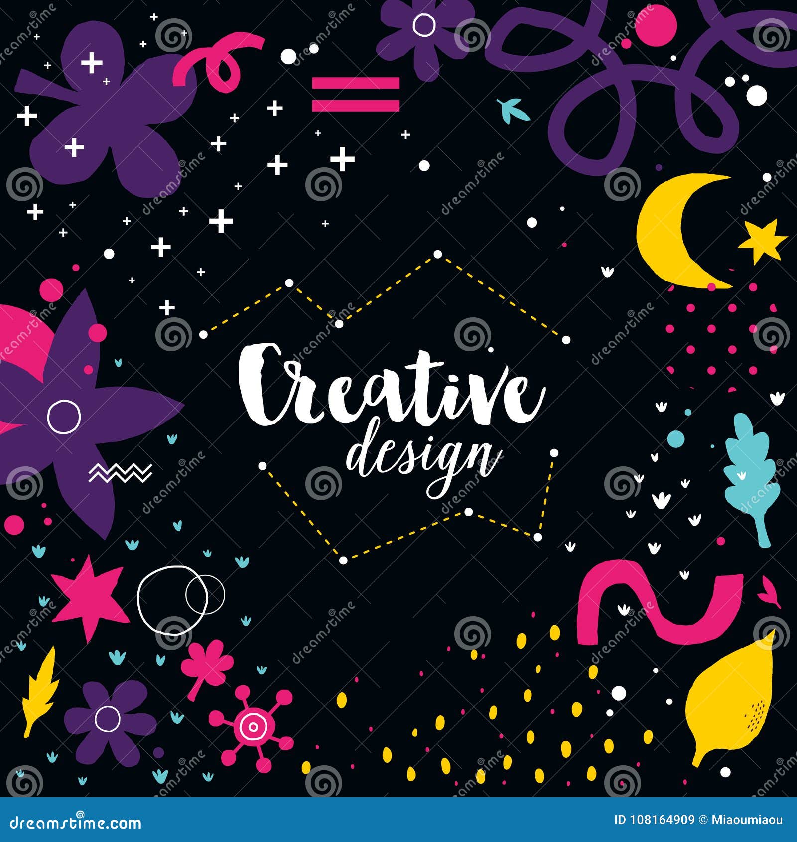 Creative Background Template with Abstract Hand Drawn Elements. Can Be ...