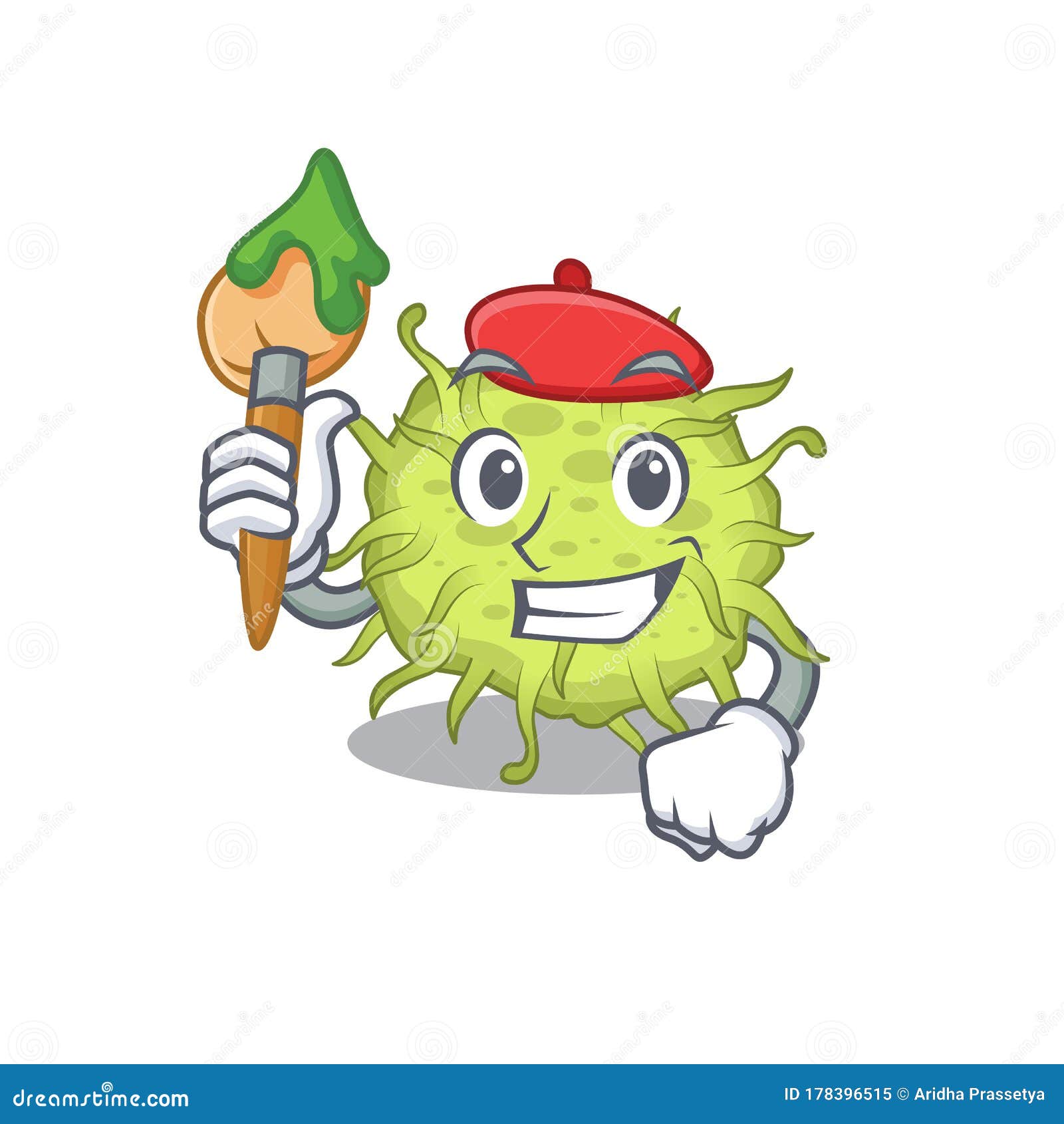A Creative Bacteria Coccus Artist Mascot Design Style Paint with a ...
