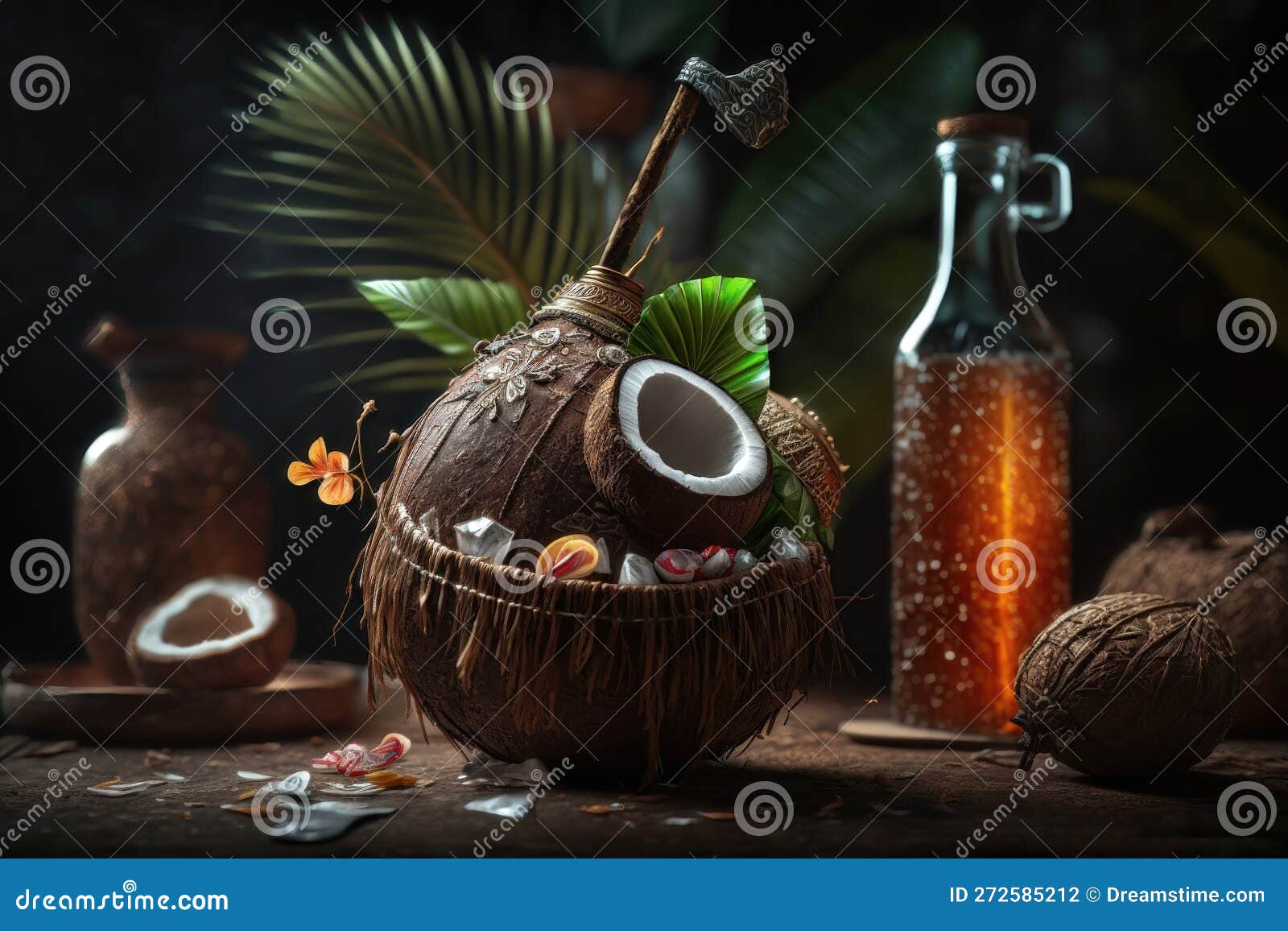 Creative Banner with Coconut. a Tropical Concept. AI Generation Stock ...