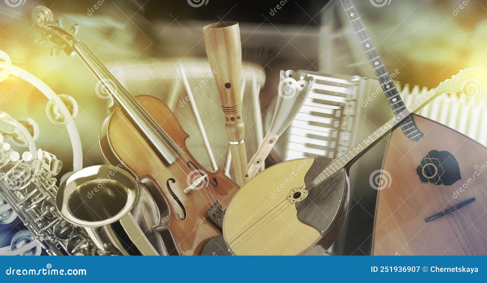 Creative Banner Design. Set of Different Musical Instruments Stock ...