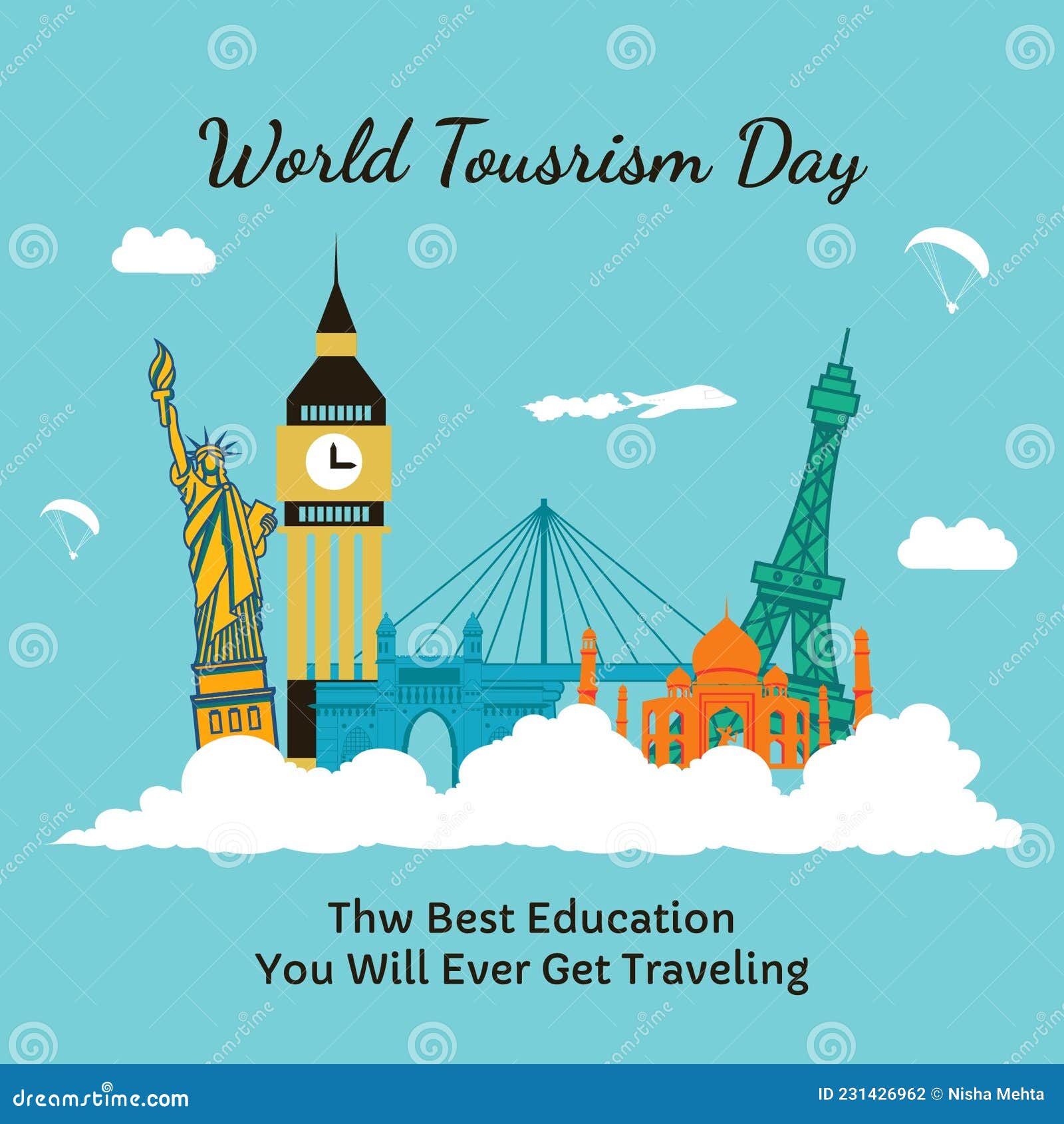 Creative Banner Design of World Tourism Day Stock Vector - Illustration ...