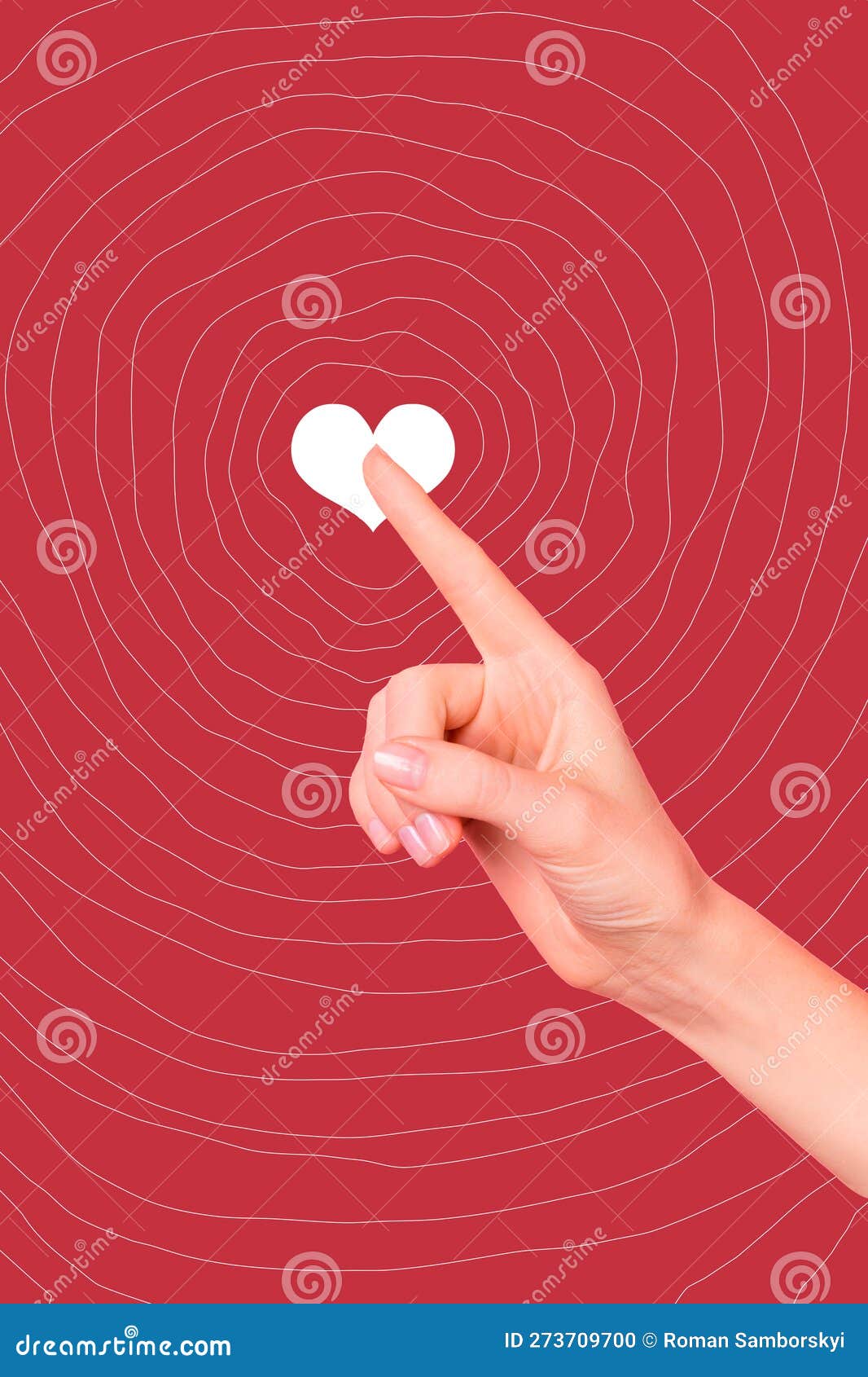 Creative Banner Poster Collage of Human Finger Pointing Clicking Heart ...