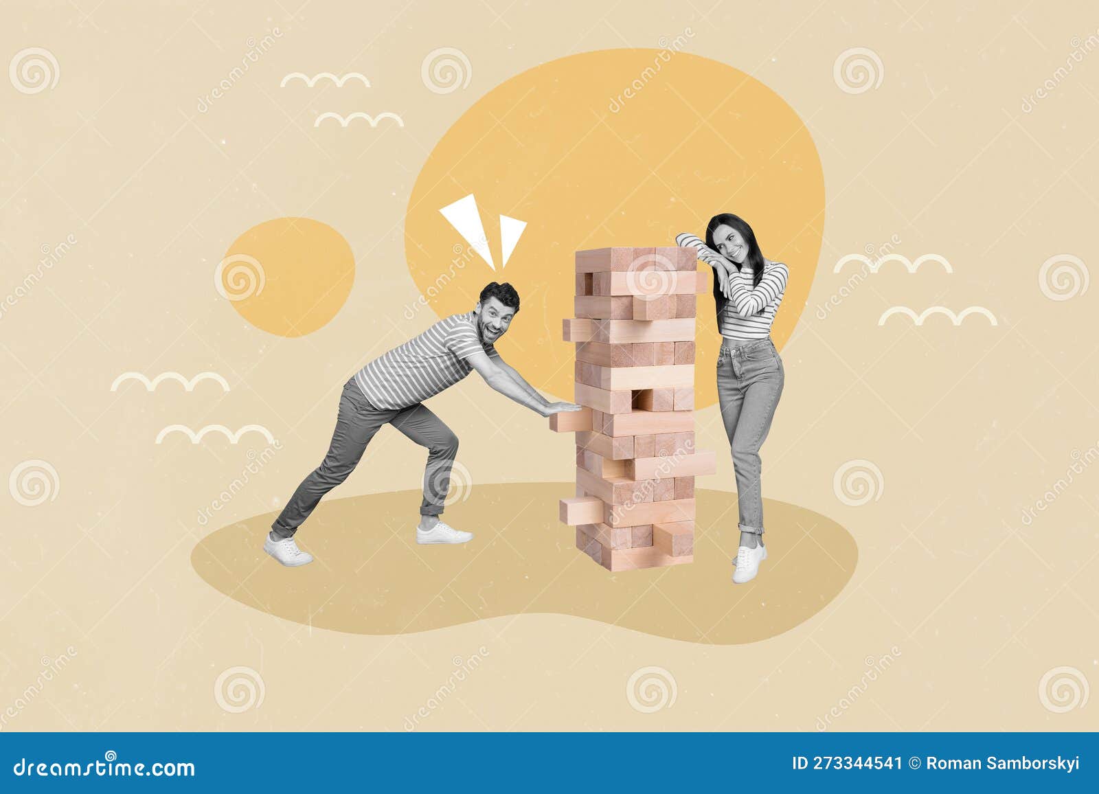 Creative Banner Poster Collage of Two People Guy Lady Spend Time ...