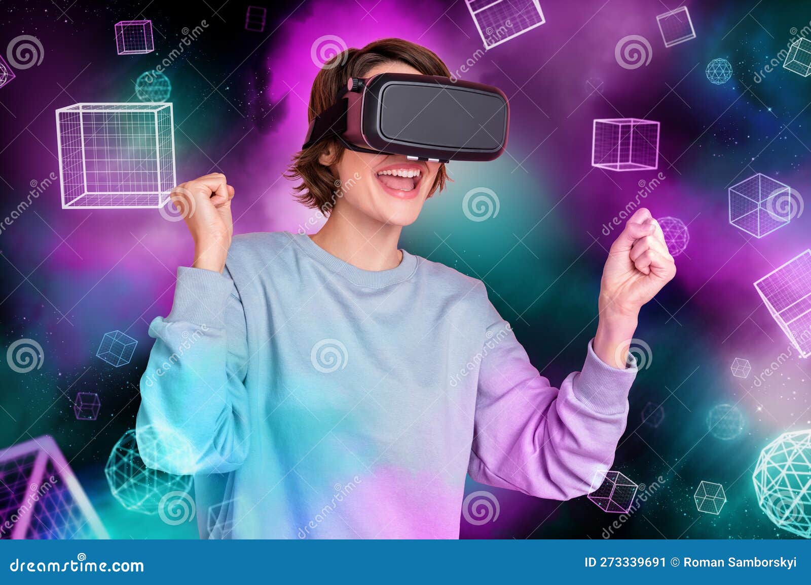 Creative Banner Poster of High Tech Game Industry Developer Lady ...