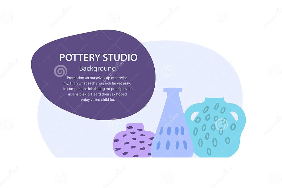 Creative Banner of Pottery Studio or Workshop with a Set of Jugs and ...