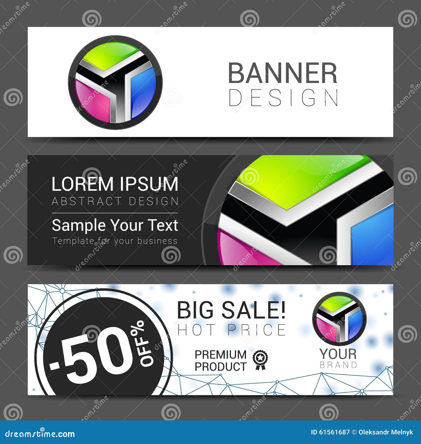 Creative Banner Set with Lines Logo Blank Stock Vector - Illustration ...