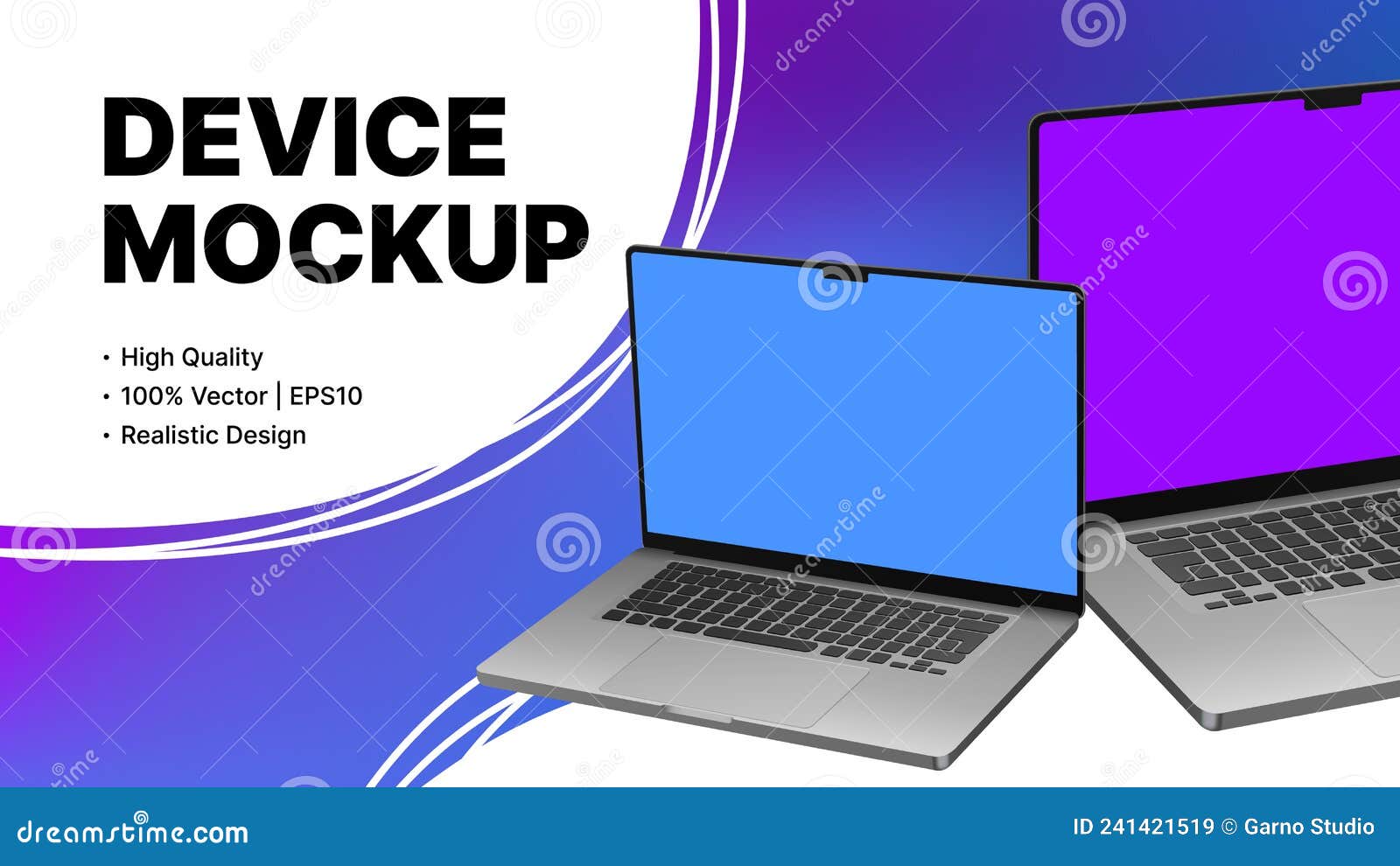 Creative Banner Template with Two Blank Laptop Models Stock Vector ...