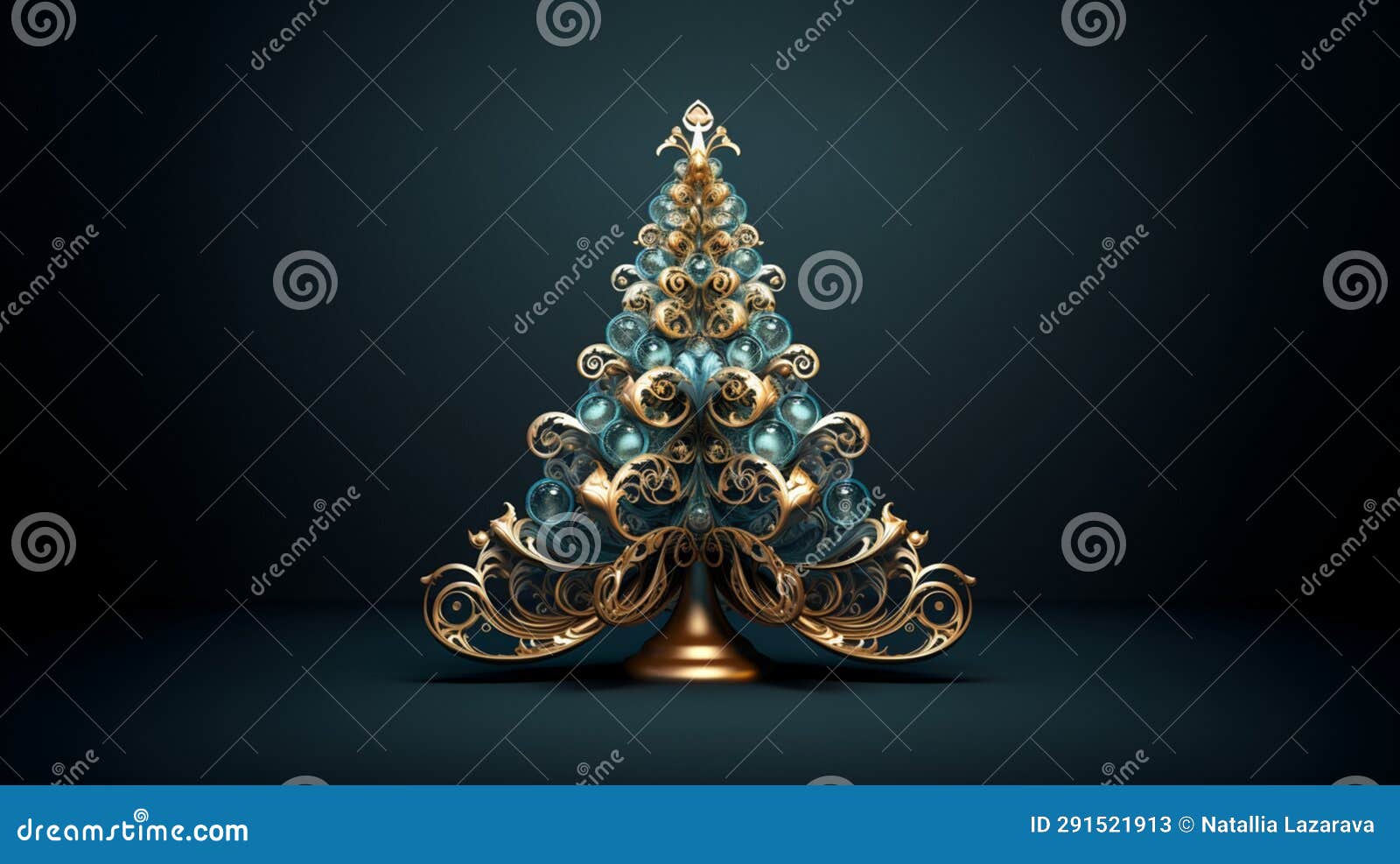 Creative Baroque Christmas Tree on a Black Background Stock ...