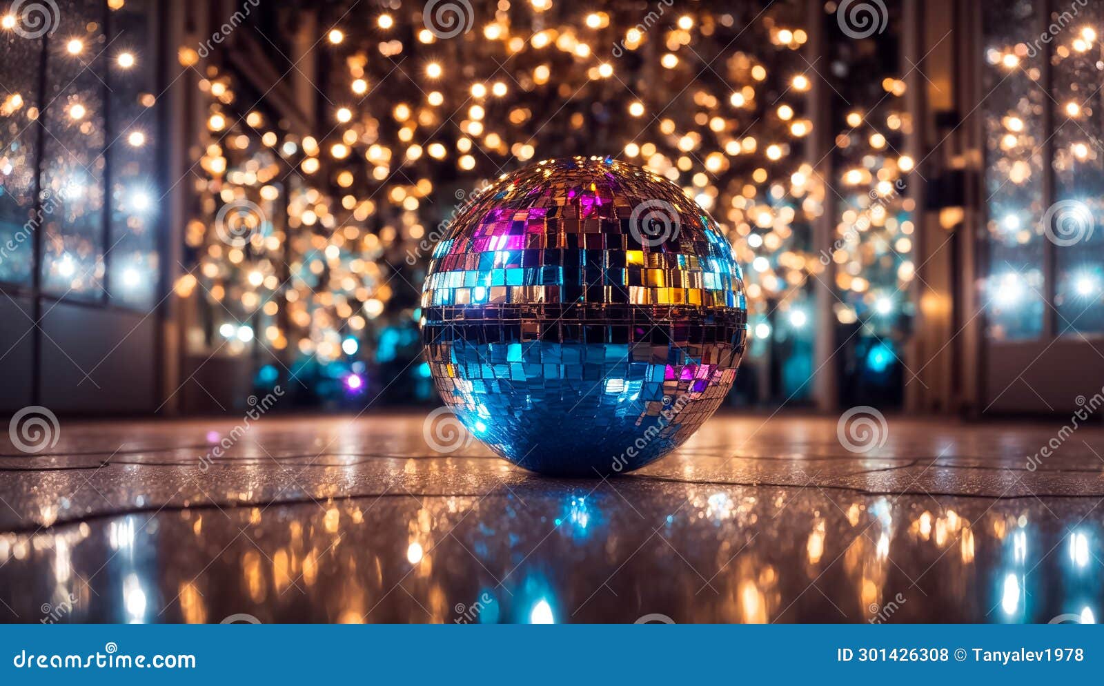 Beautiful Colored Disco Ball Closeup Stock Illustration - Illustration ...