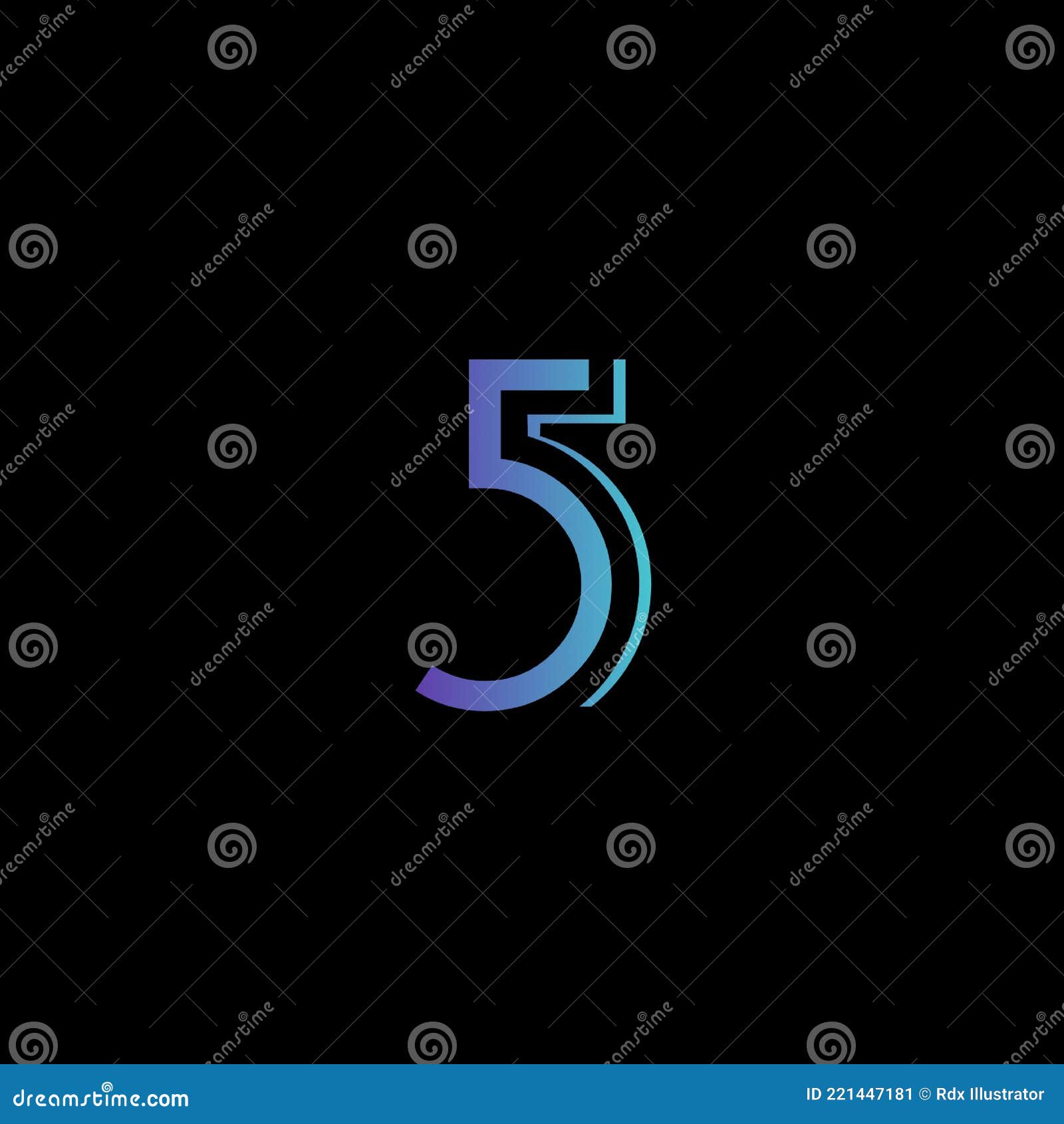 A Creative Beautiful Number 5 Design in Black Background Stock Image ...