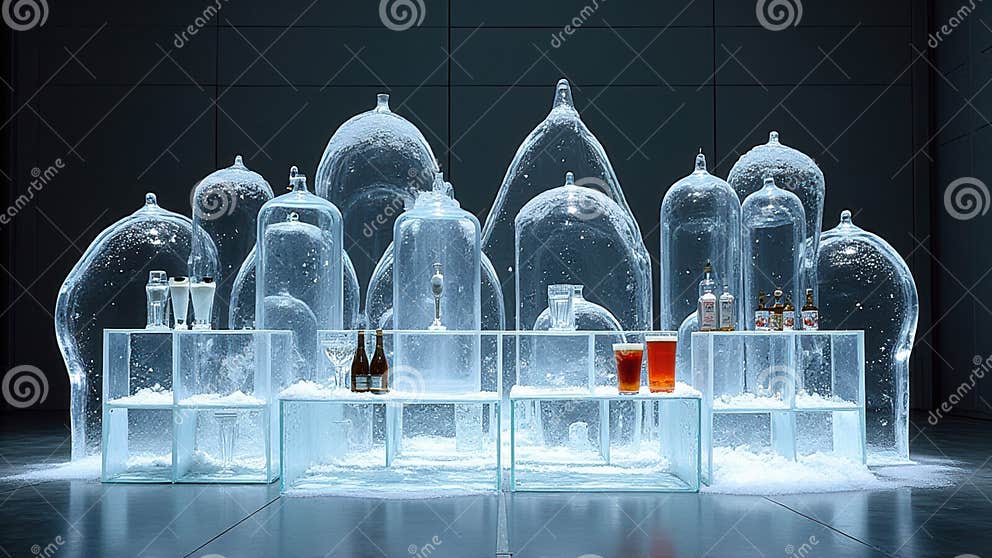 Creative Beverage Display with Unique Glass Structures and Refreshing ...