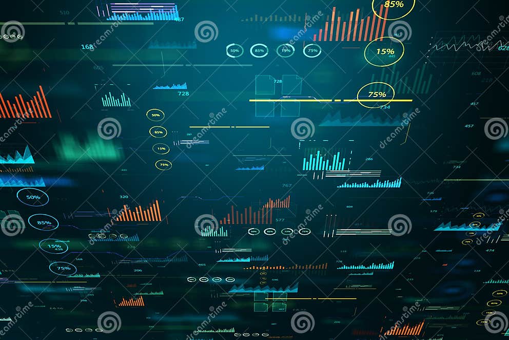 Creative Big Data Charts Wallpaper Stock Illustration - Illustration of ...