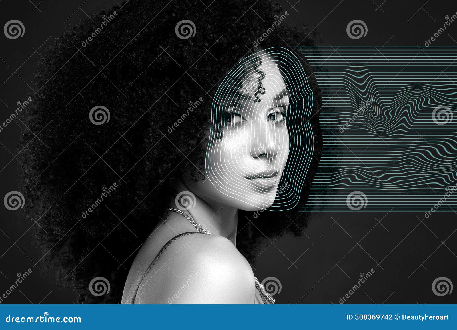 Creative Black Color Collage of Lady Access in Virtual Reality Account ...