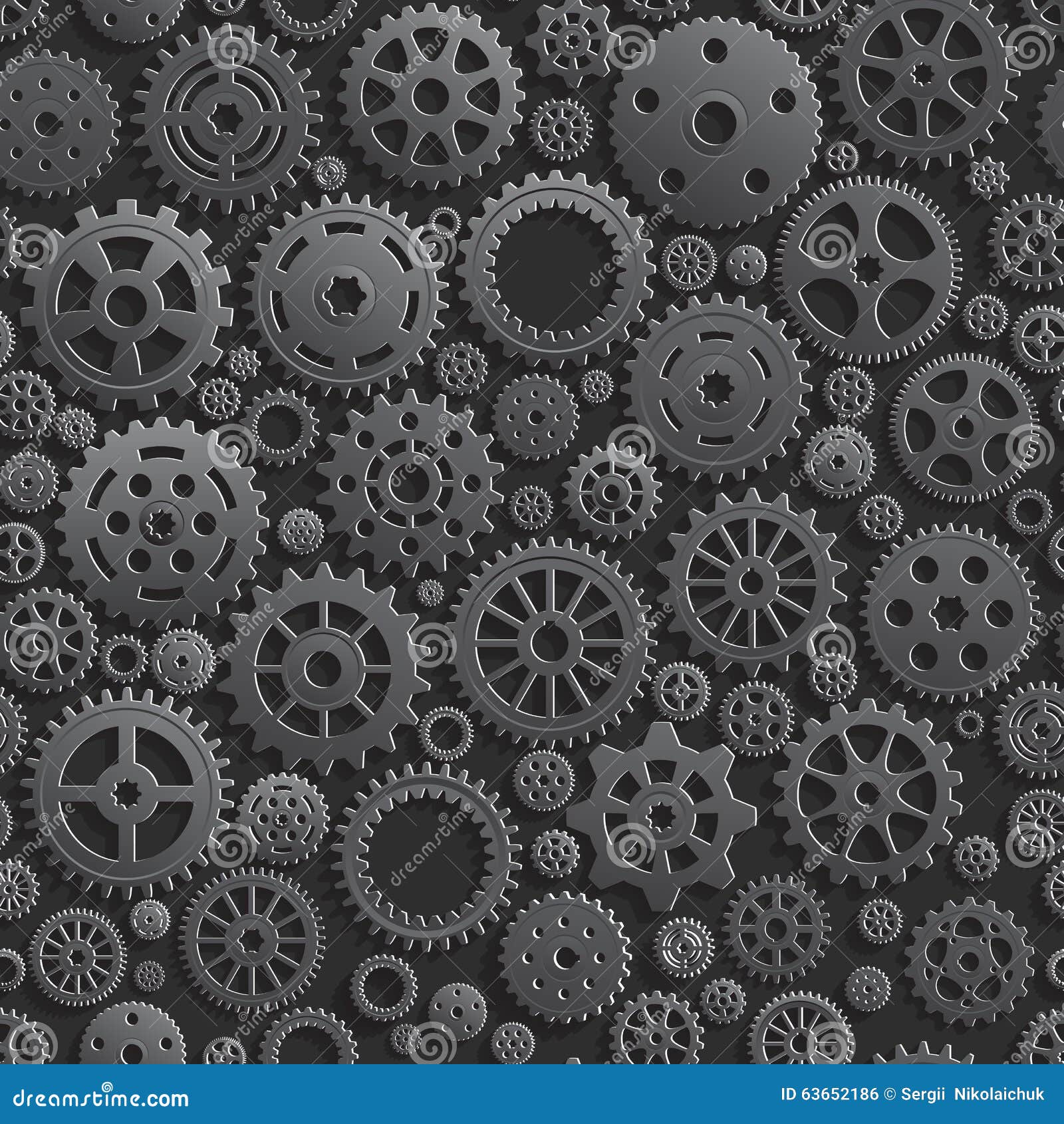 Creative Black Gears 3d Seamless Pattern Background. Stock Vector ...