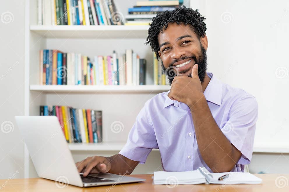 Creative Black Hipster Software Developer Programming at Computer Stock ...