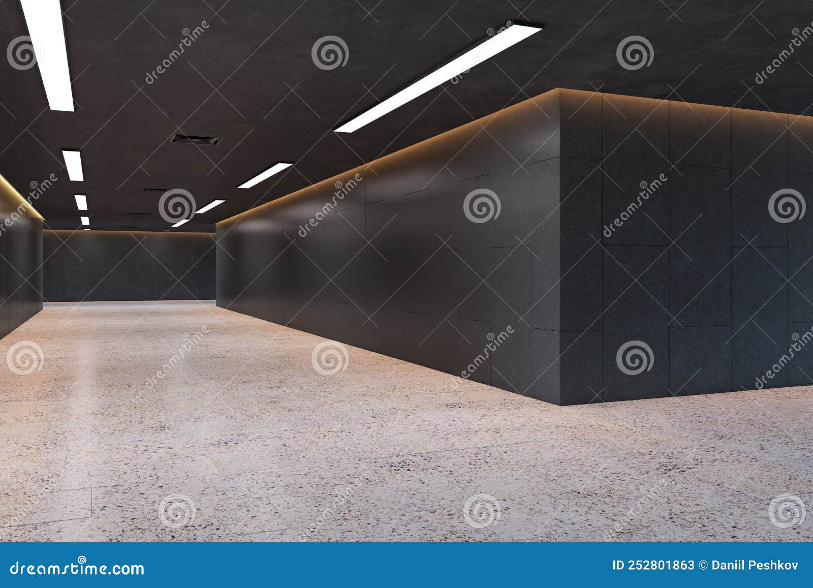 Creative Underground Hallway Interior. Passage Concept. 3D Rendering ...