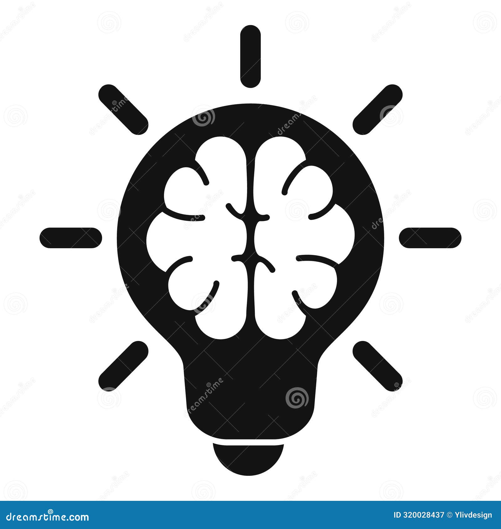 Brain Lightbulb Idea Concept Icon Stock Illustration - Illustration of ...