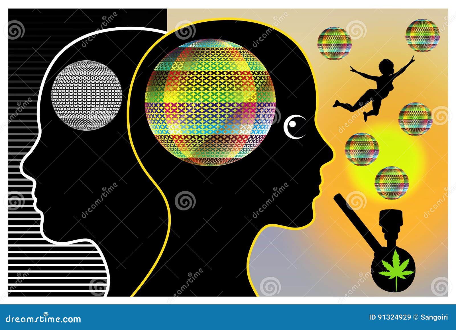 Creative Block and Cannabis Stock Illustration - Illustration of ...