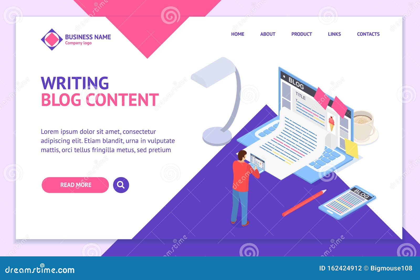 Creative Blog Post Concept Card 3d Isometric View. Vector ...