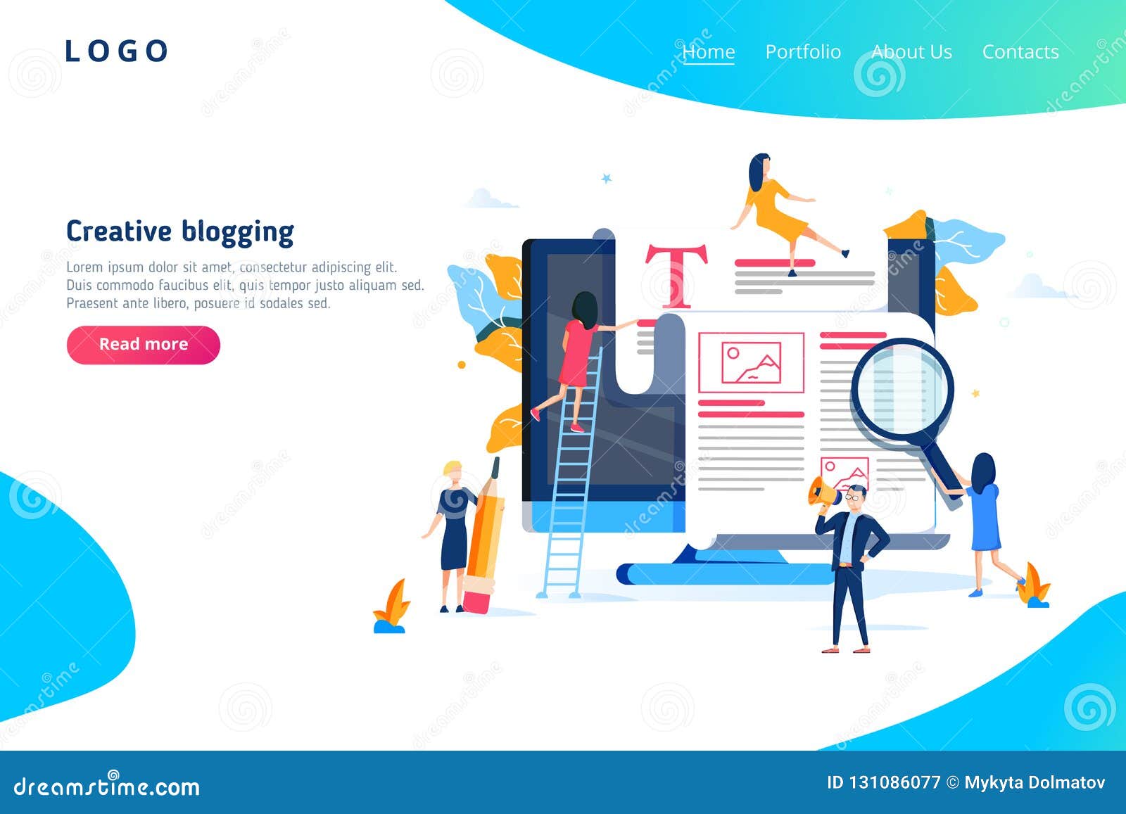 Creative Blogging Illustration Concept, Group of People Learning about ...