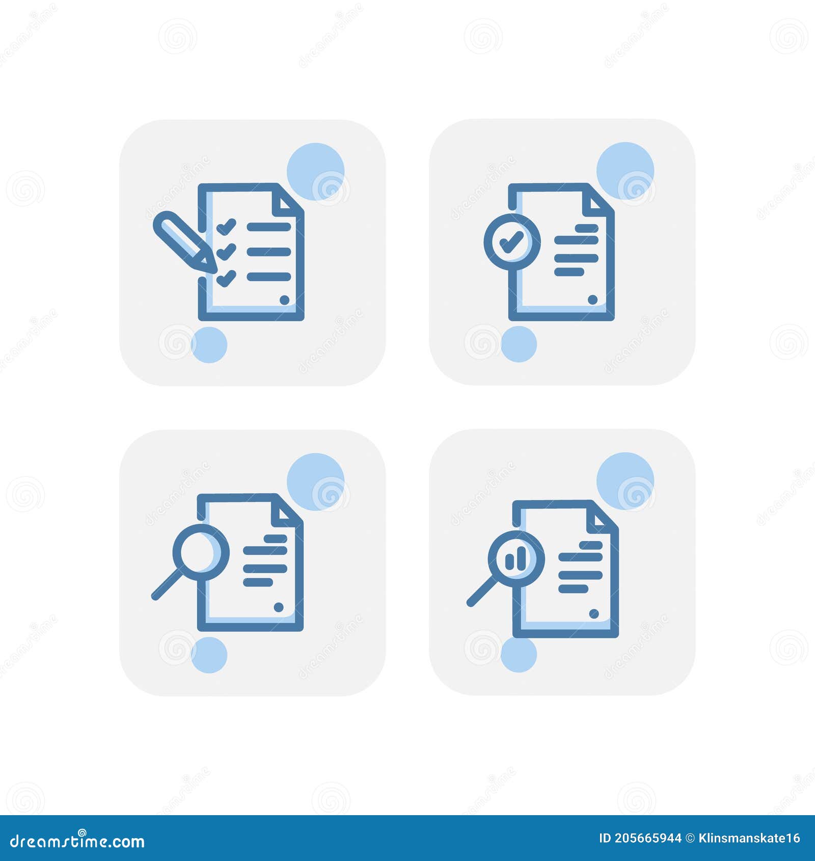 Creative Blue Audit Document Icons Design Isolated on White Background ...