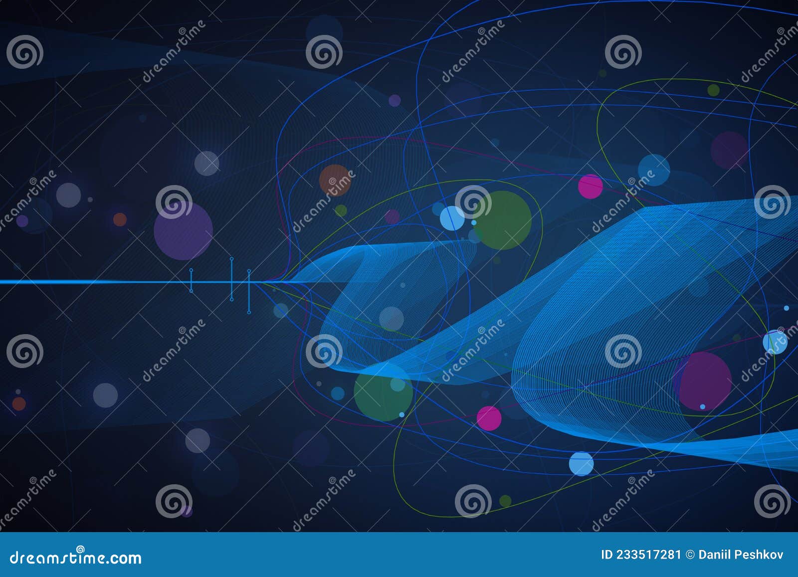 Creative Blue Big Data Swirl on Dark Background. Technology, Innovation ...