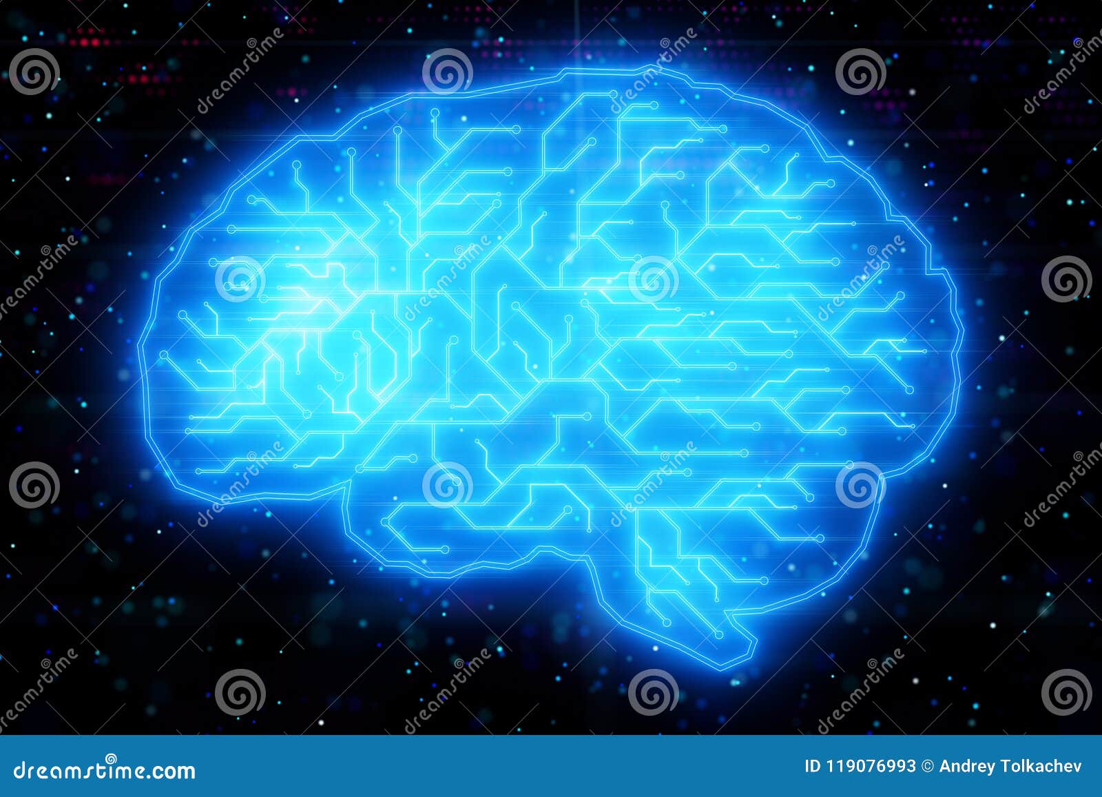 Creative Blue Brain Background Stock Illustration - Illustration of ...