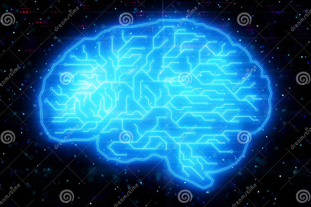 Creative Blue Brain Background Stock Illustration - Illustration of ...