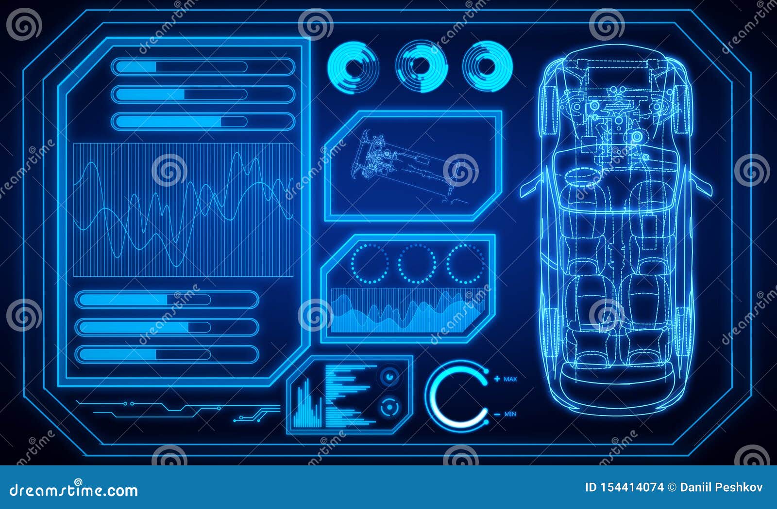 Creative Blue Car Interface Backdrop Stock Illustration - Illustration ...