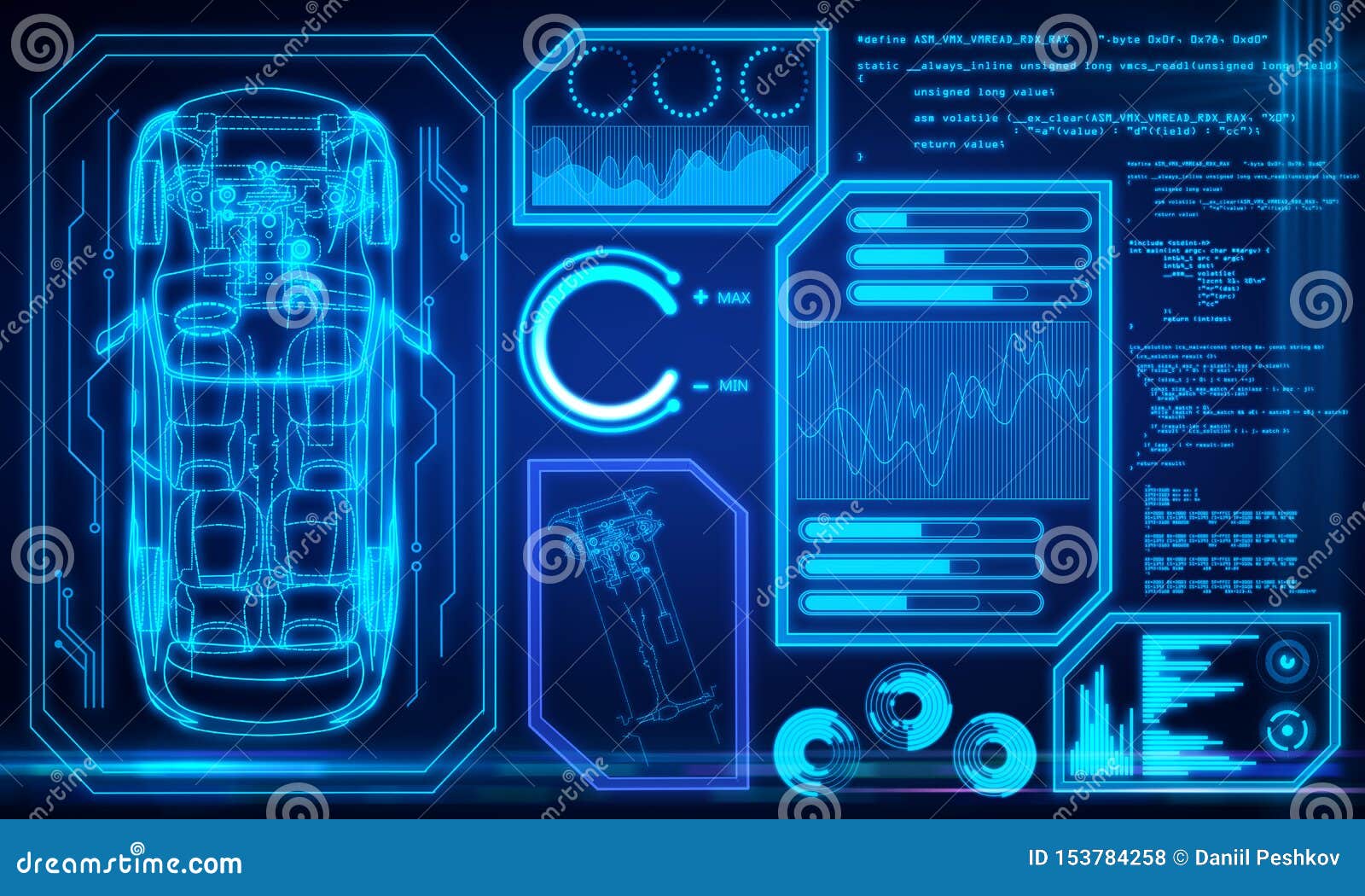 Creative Blue Car Interface Background Stock Illustration ...