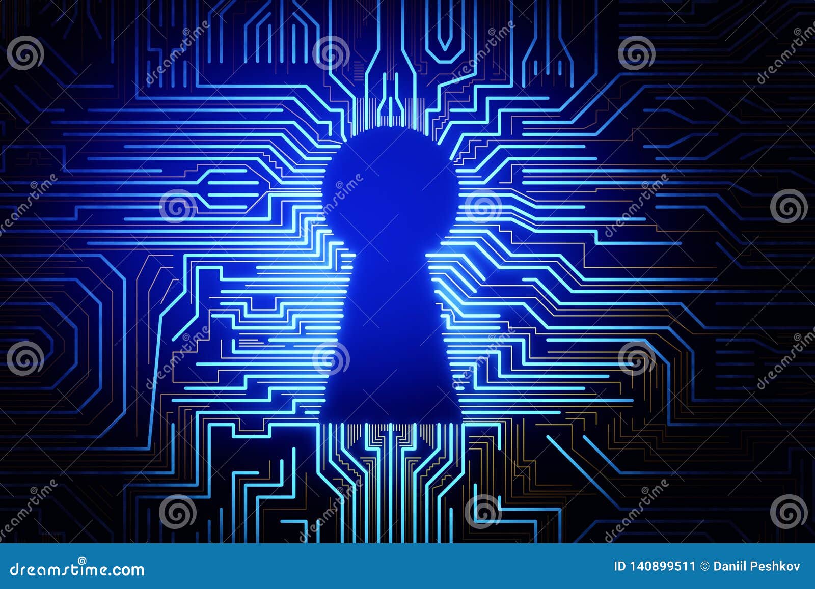 Creative Blue Circuit Keyhole Stock Illustration - Illustration of ...