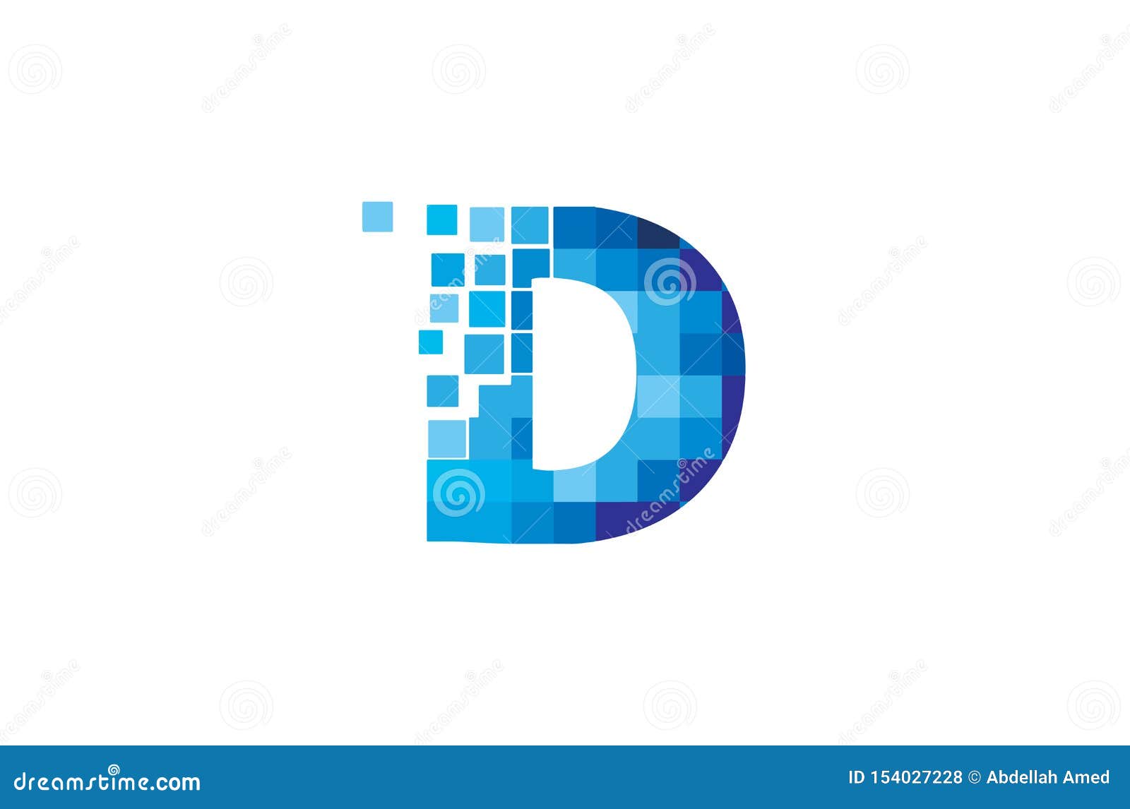 Creative Blue D Letter Pixel Logo Design Symbol Vector Illustration ...