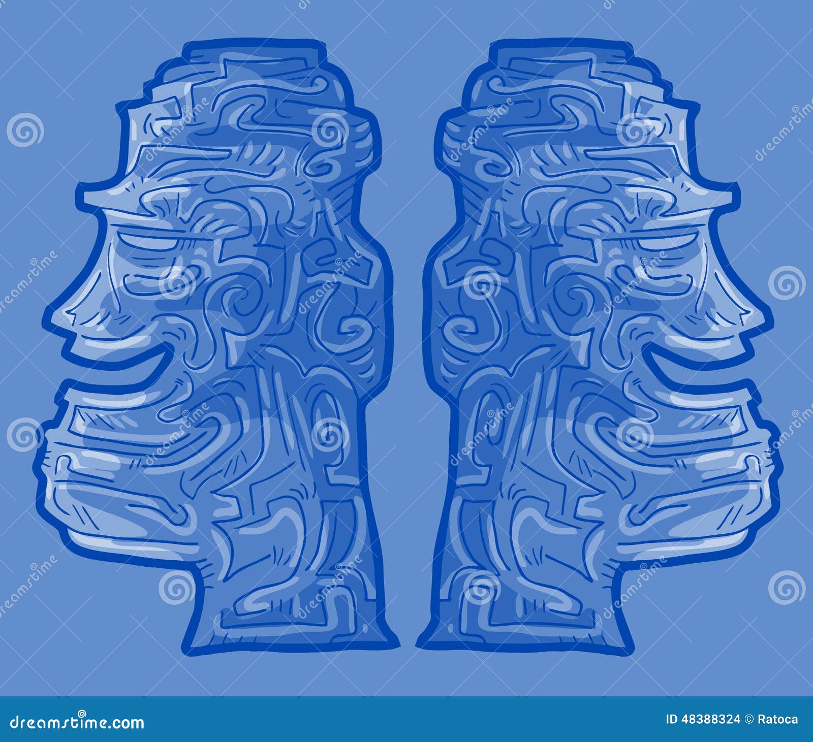 Creative blue face stock vector. Illustration of carnival - 48388324